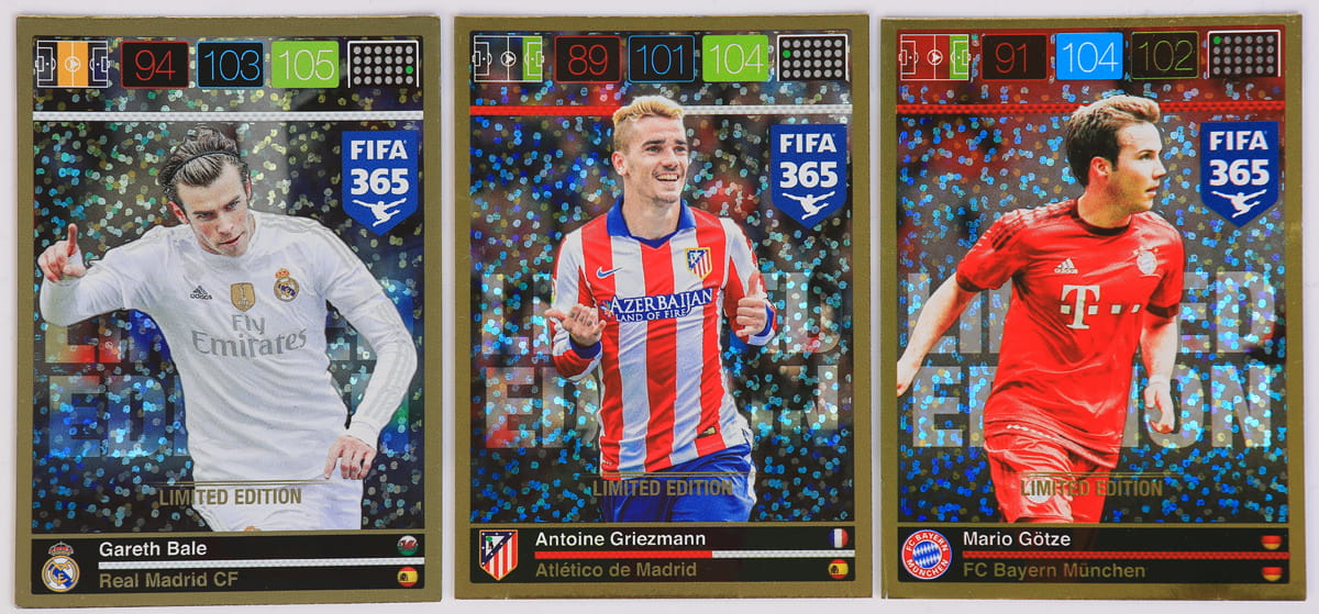 3 cards Griezmann Bale Gotze Limited FIFA 365 2016 fantop.pl